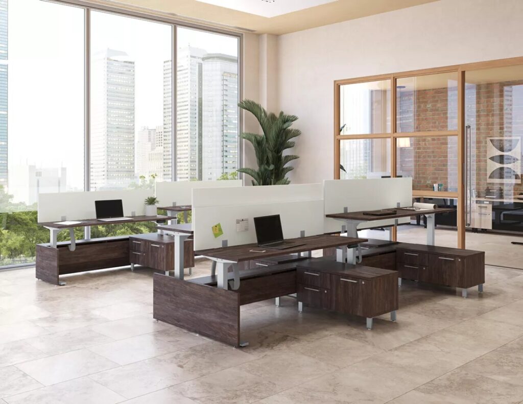 Adjustable Workstations with Privacy Panels