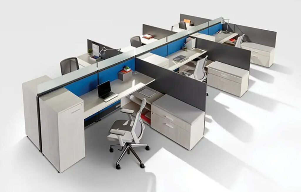 L-Shaped Workstations with Gallery Panels & Storage